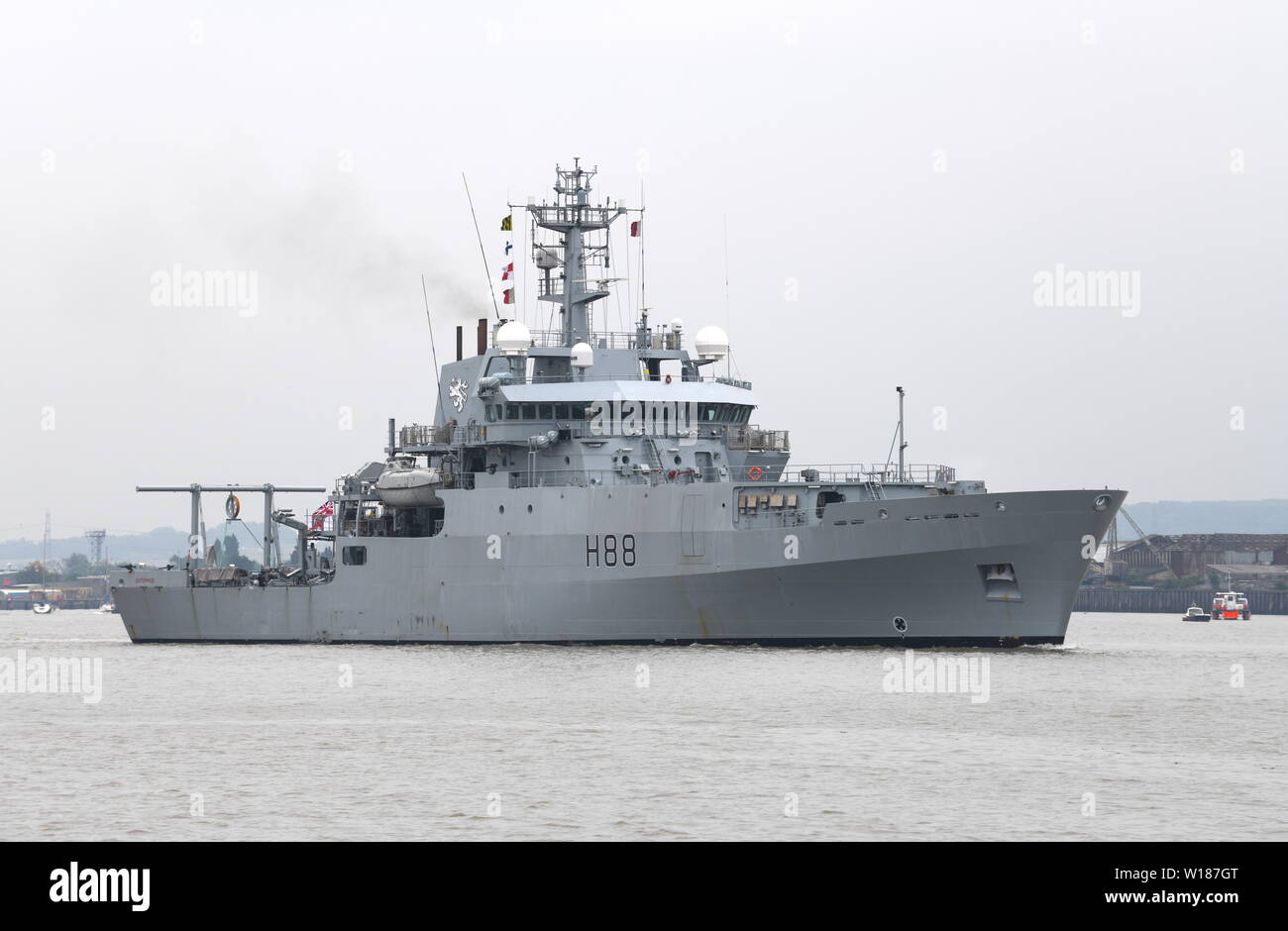 HMS Enterprise is an Echo Class warship of the Royal Navy Stock Photo ...