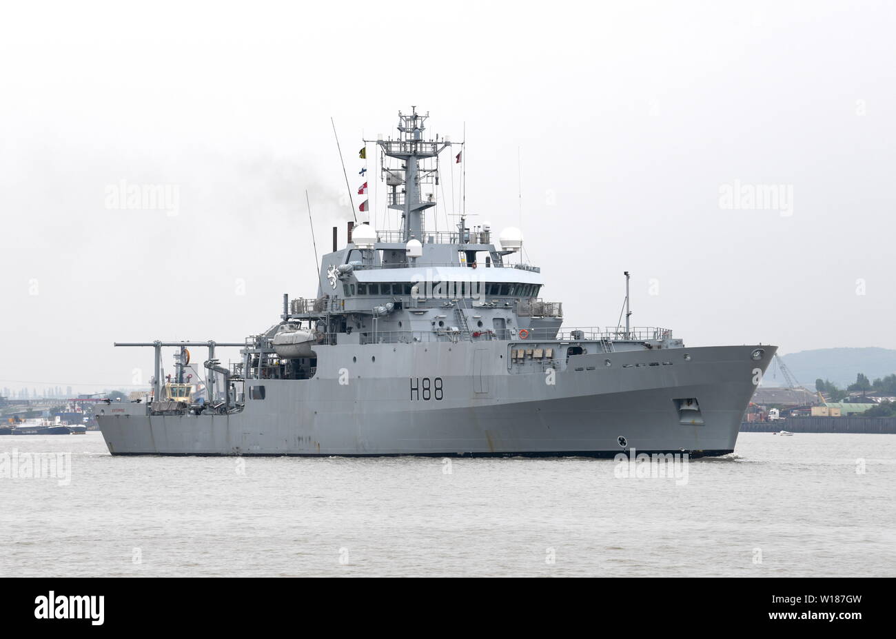 HMS Enterprise is an Echo Class warship of the Royal Navy Stock Photo ...