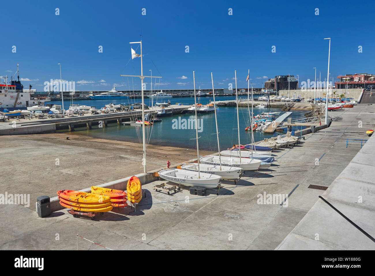 Funchal marina area in central Funchal, Madeira, Portgal, European ...