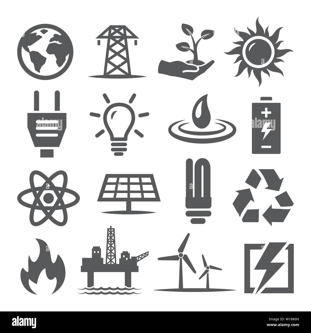 Energy icons set on white background Stock Vector Image & Art - Alamy