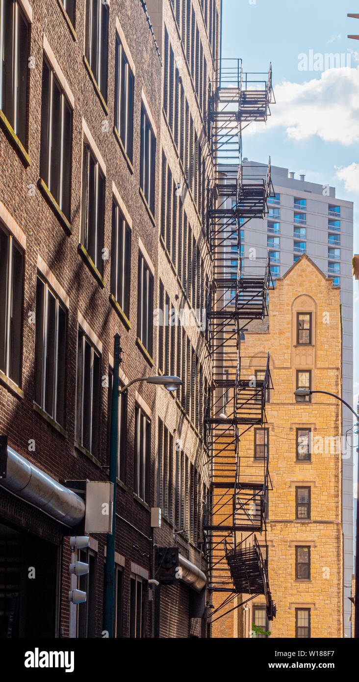 Rescue ladders at buildings in Chicago - CHICAGO, USA - JUNE 12, 2019 ...