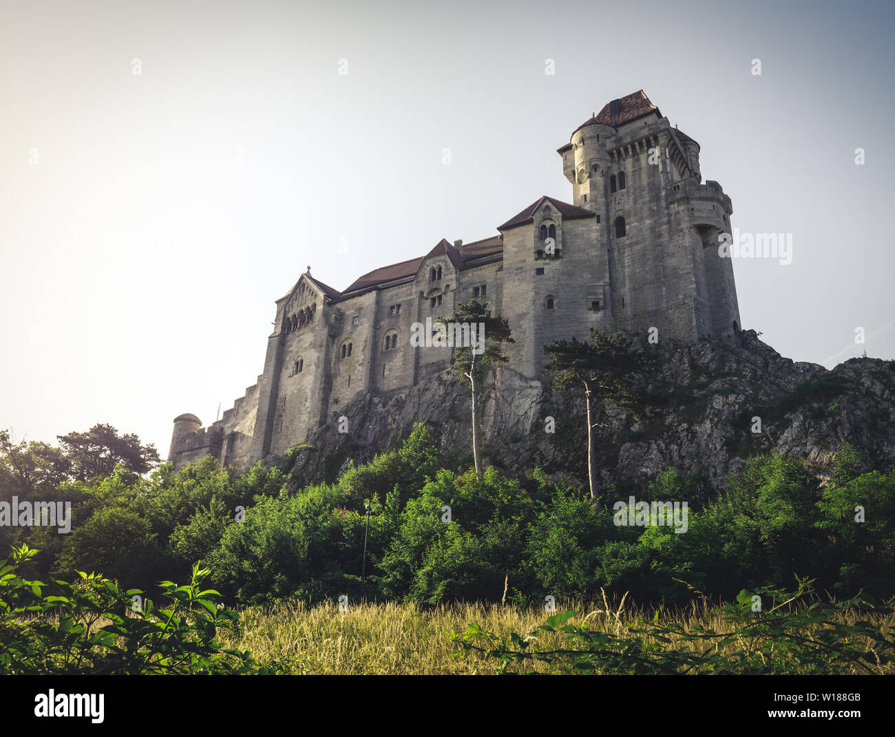 Medieval castle burg liechtenstein in vienna hi-res stock photography ...