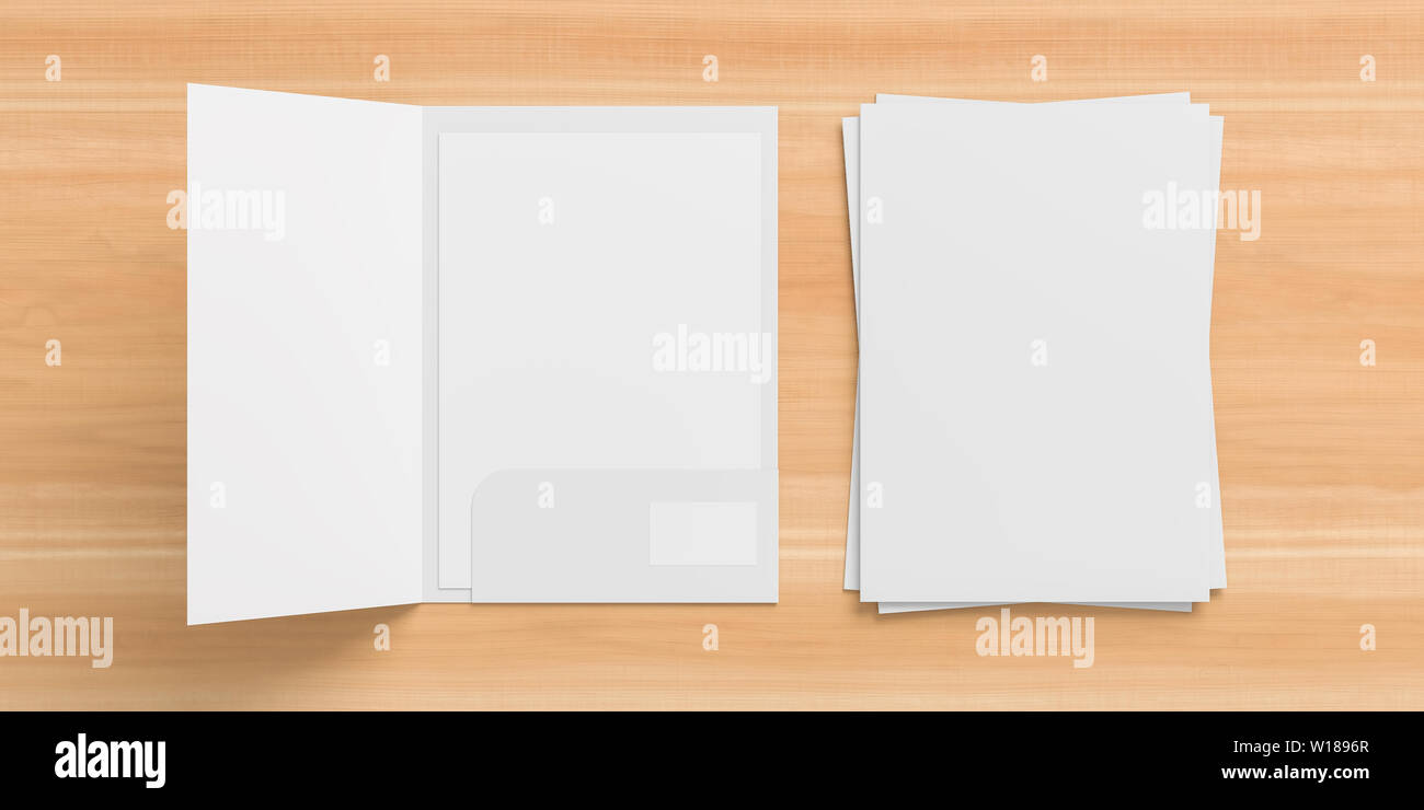 Blank white reinforced A4 size single pocket folder mock up isolated on ...