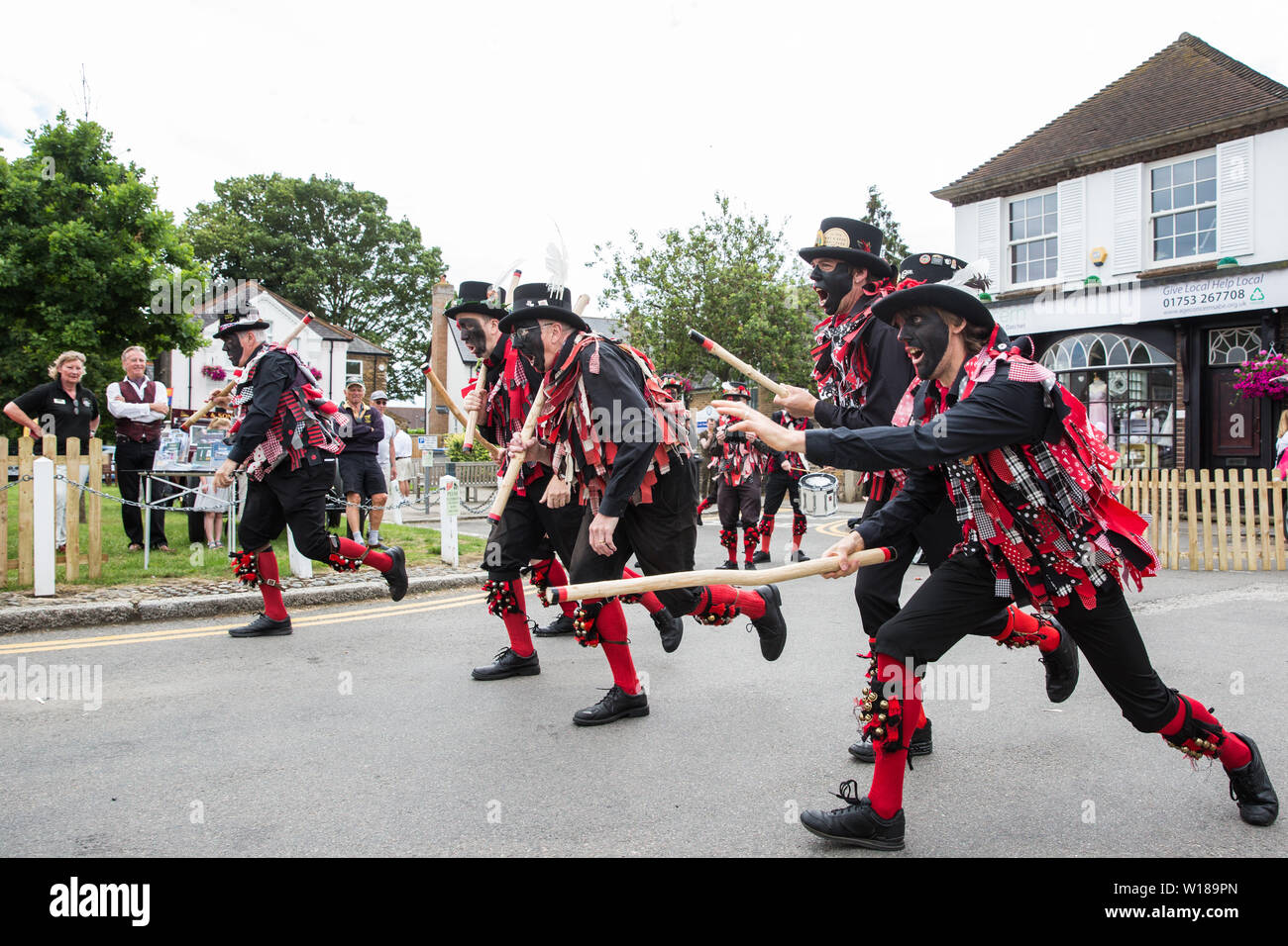 Datchet, UK. 30 June, 2019. Datchet Border Morris, an all male Border ...