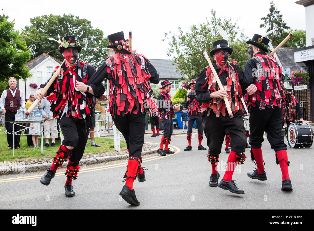 Datchet, UK. 30 June, 2019. Datchet Border Morris, an all male Border ...