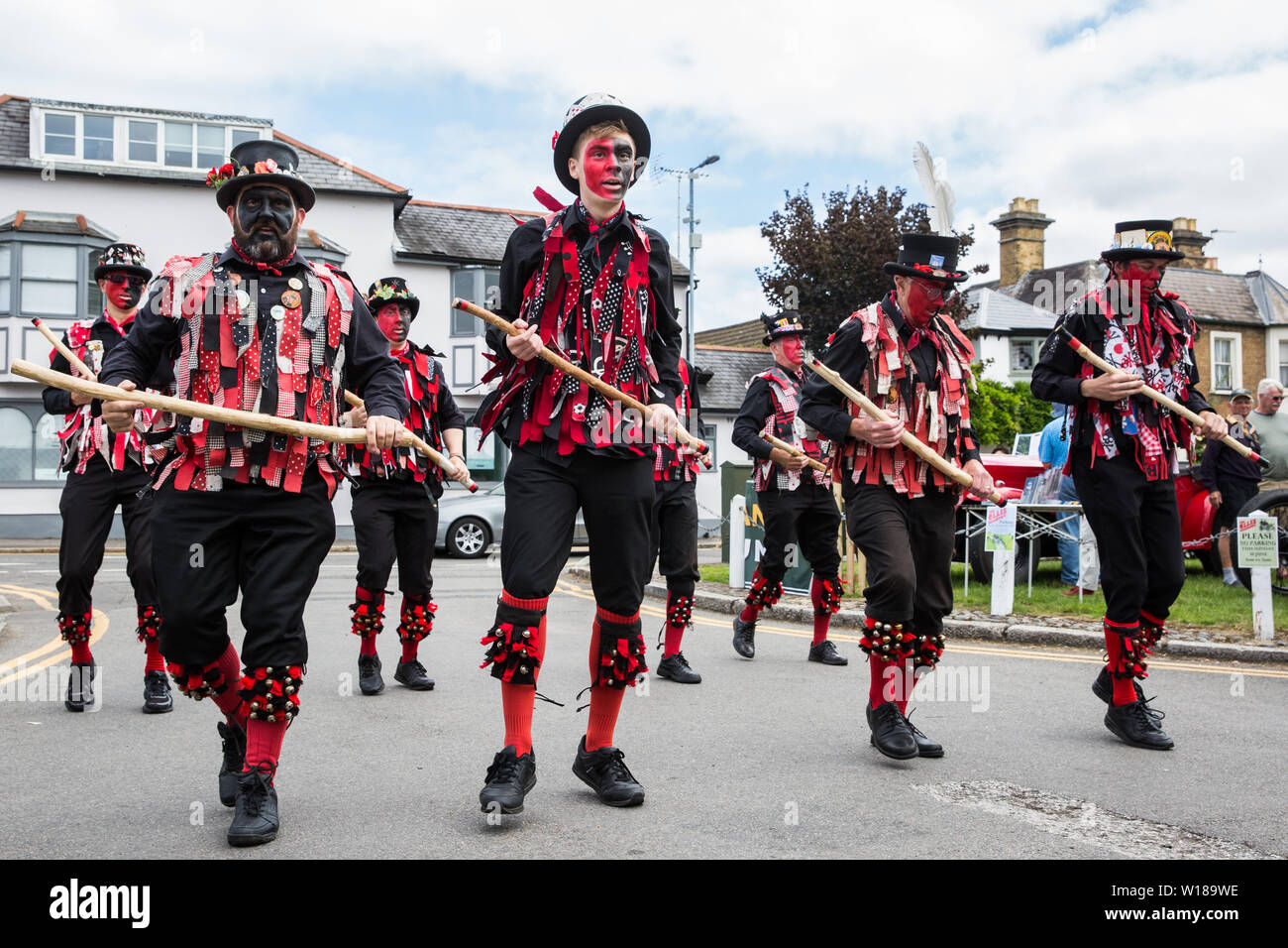 Datchet, UK. 30 June, 2019. Datchet Border Morris, an all male Border ...