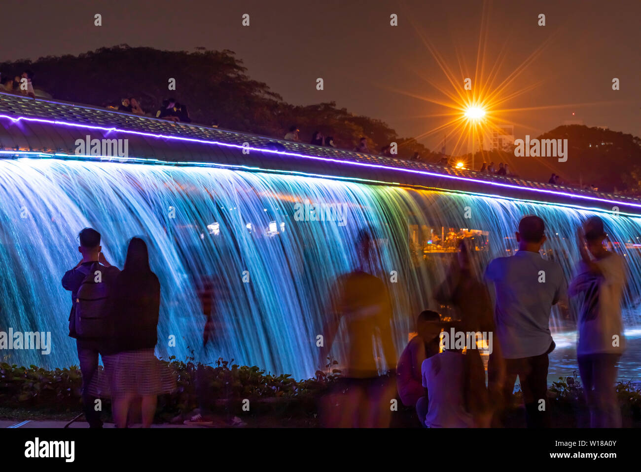 People enjoying the Starlight Bridge or anh sao bridge in phu my hung ...