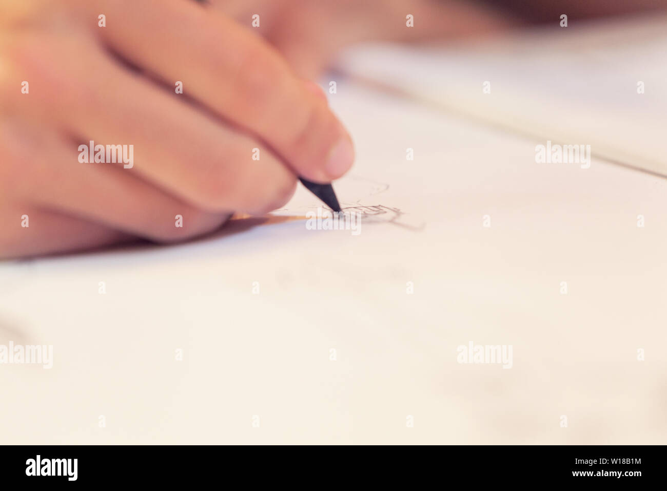 Female hand drawn on white paper Stock Photo - Alamy