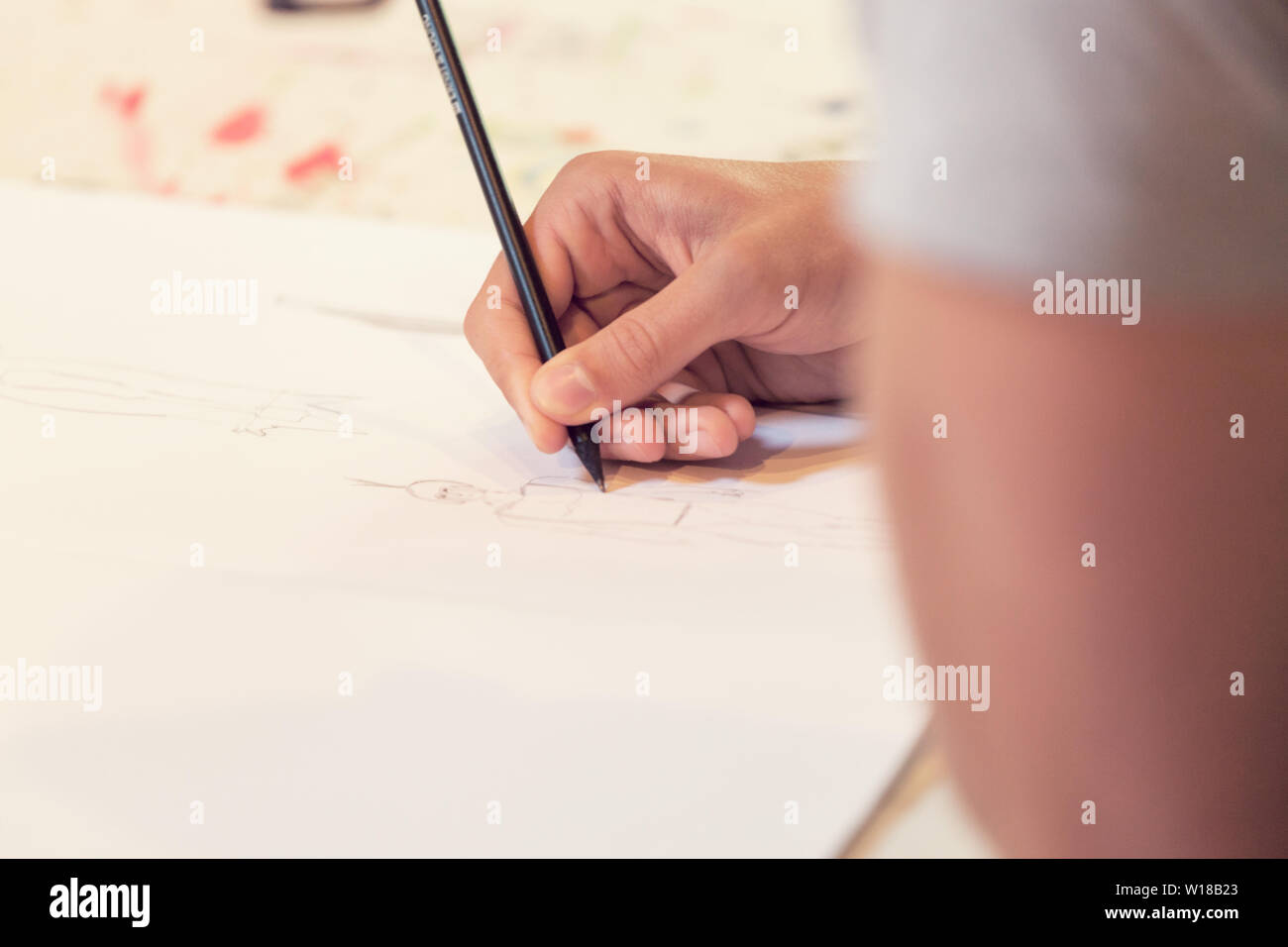 Female hand drawn on white paper Stock Photo - Alamy