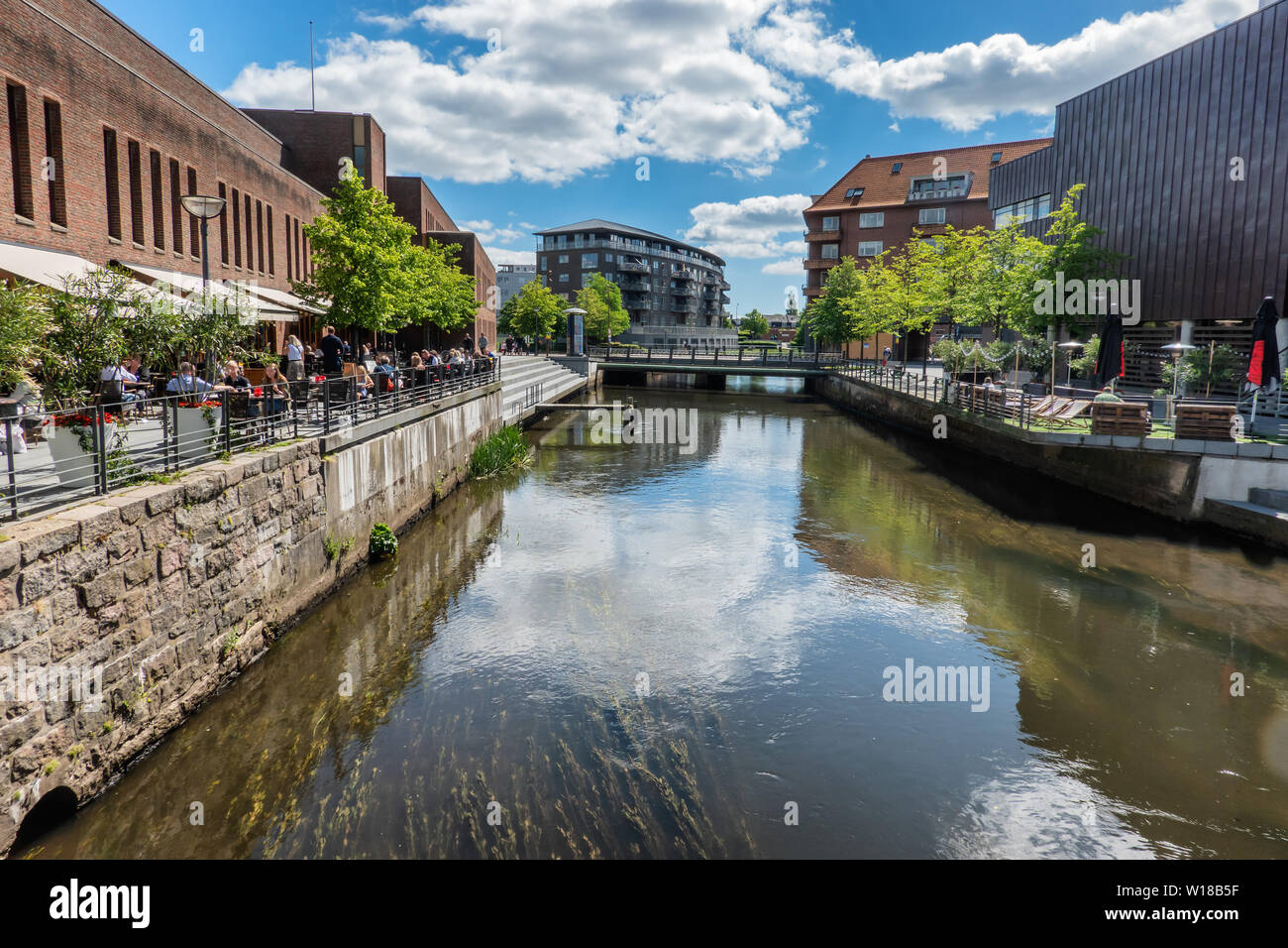 Vejle city center with the river, Denmark Stock Photo - Alamy