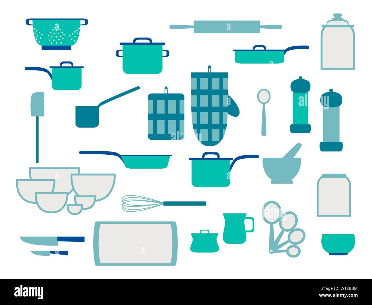 Collection of glassware kitchenware and cookware set of kitchen ...