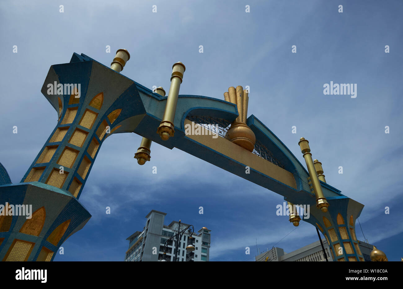 The main gate at the Taman Haji Sir Muda Omar Ali Saifuddien field in ...