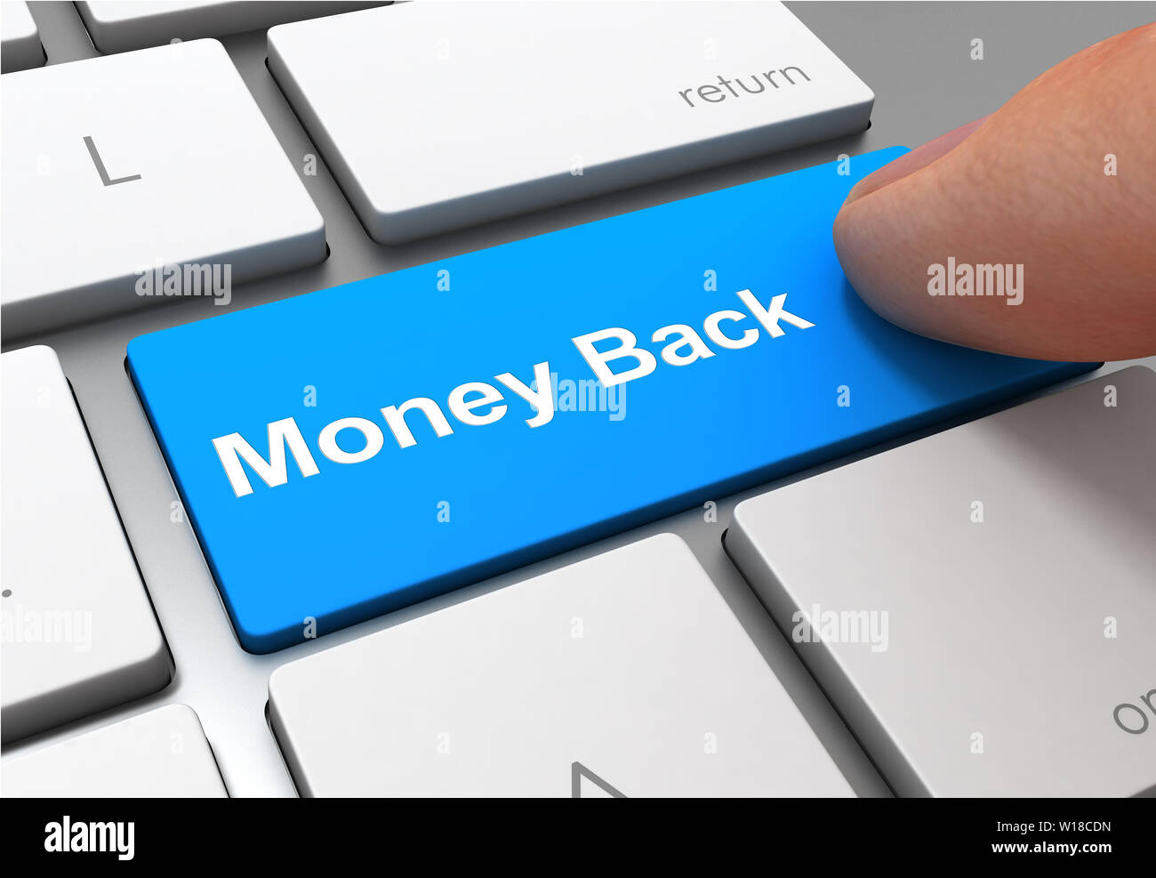 money back push button concept 3d illustration isolated Stock Photo - Alamy
