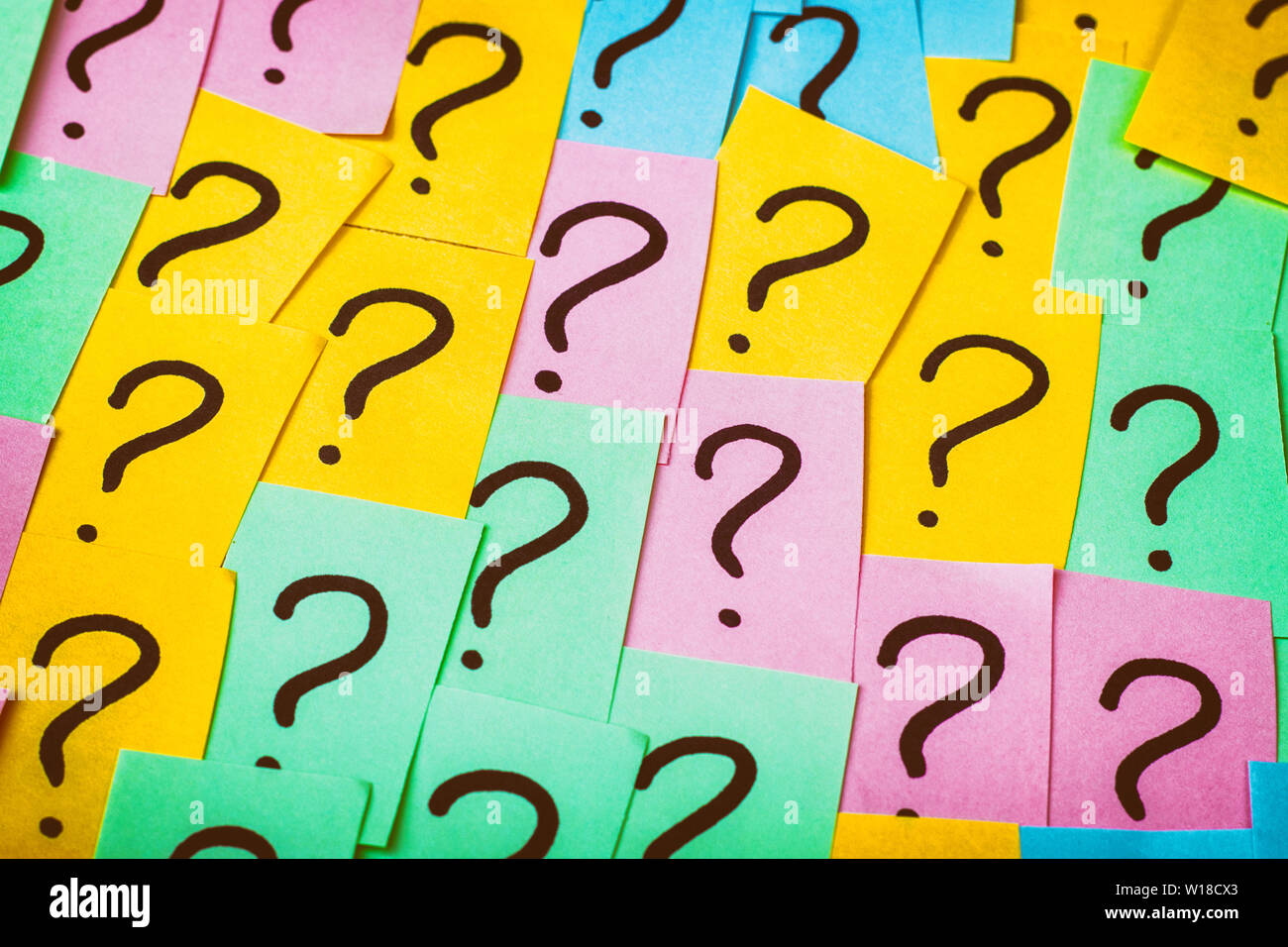 Question marks background. Colorful paper notes with question marks ...