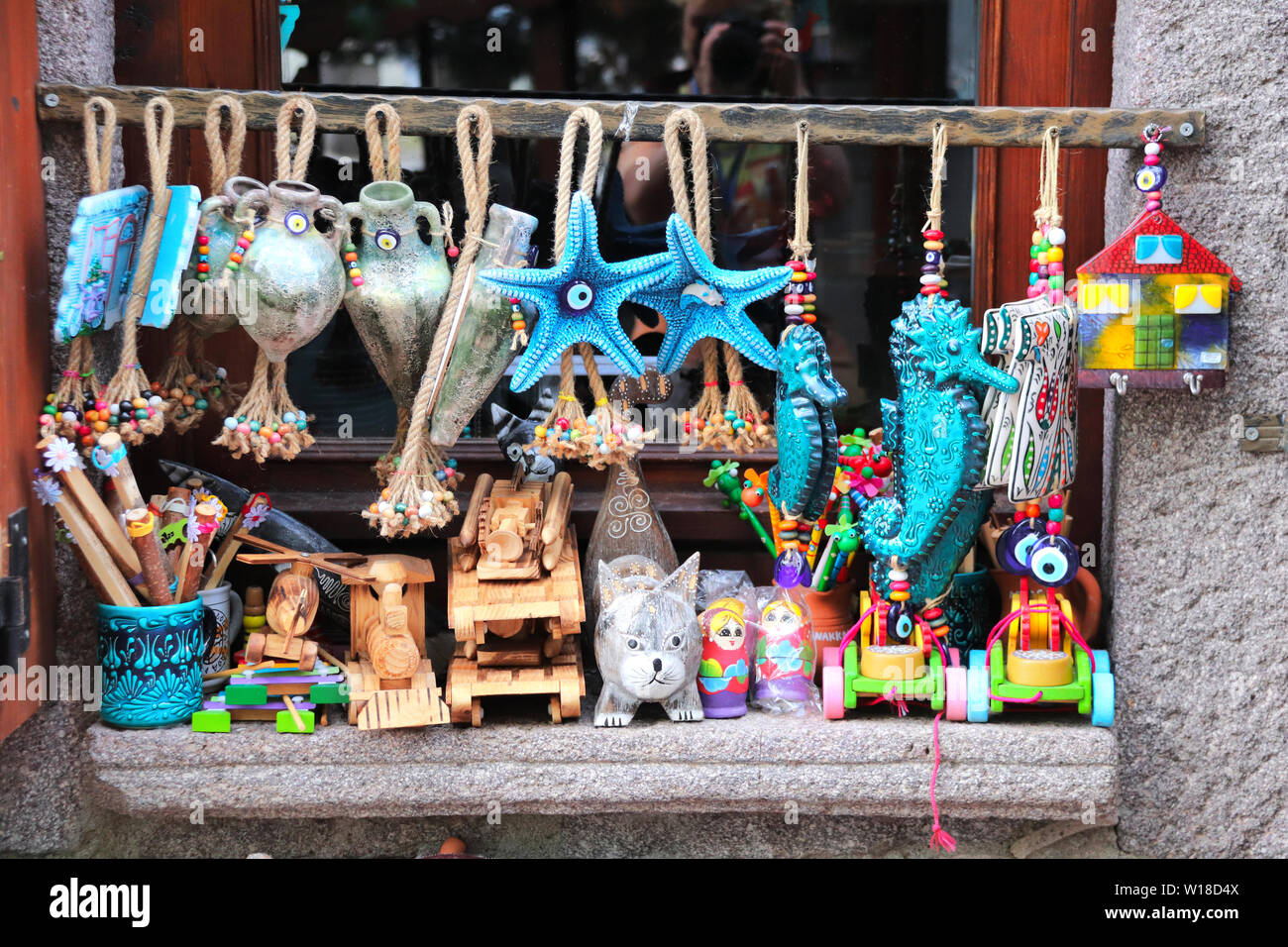 Traditional turkish souvenirs - ceramics starfish and seahorse, clay ...
