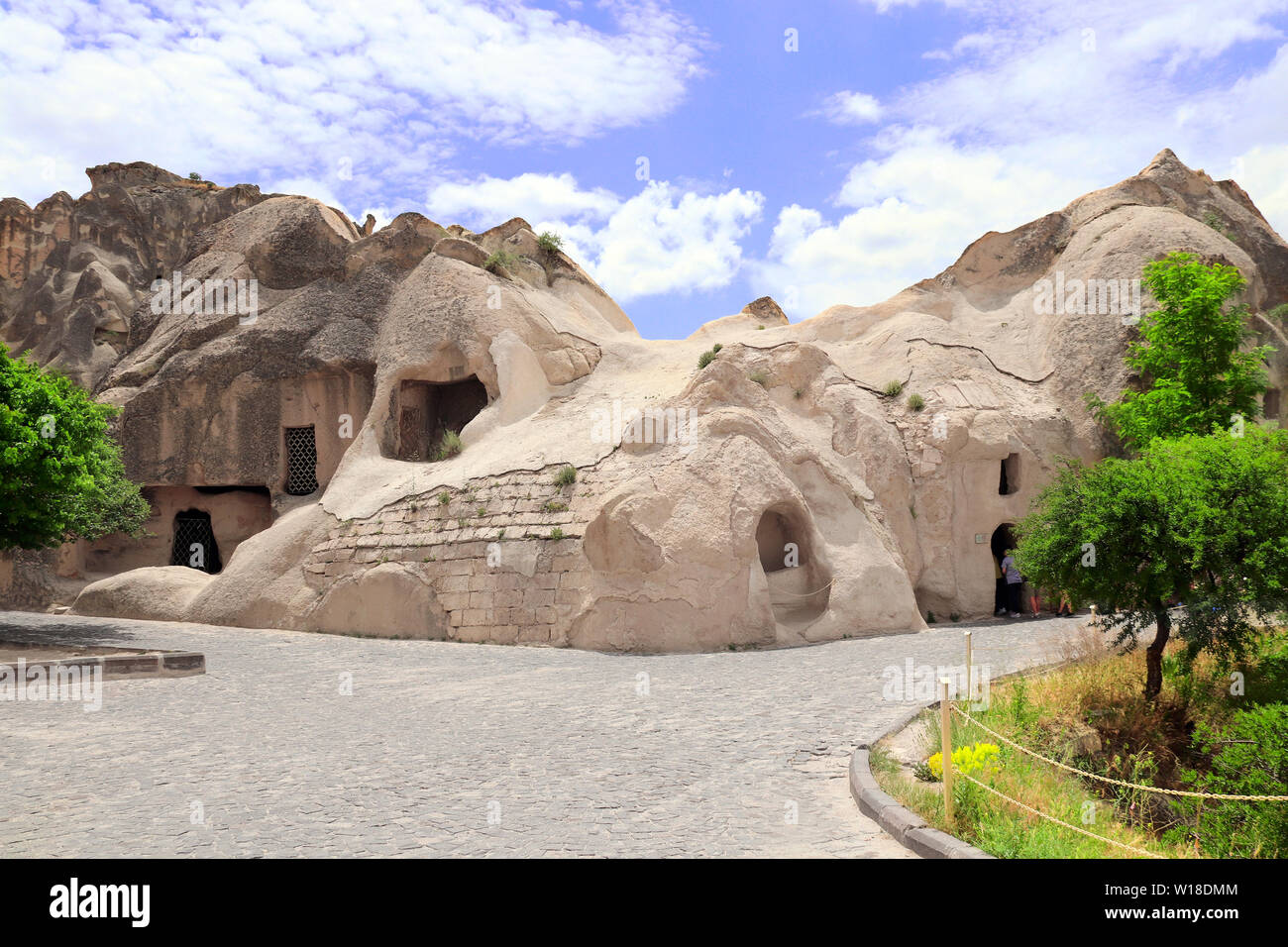 Temple in cave in medieval open air Christian monastery complex Goreme ...