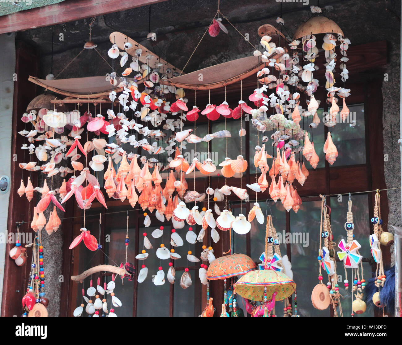 Traditional turkish souvenirs - wind bell with seashell, Turkey Stock ...