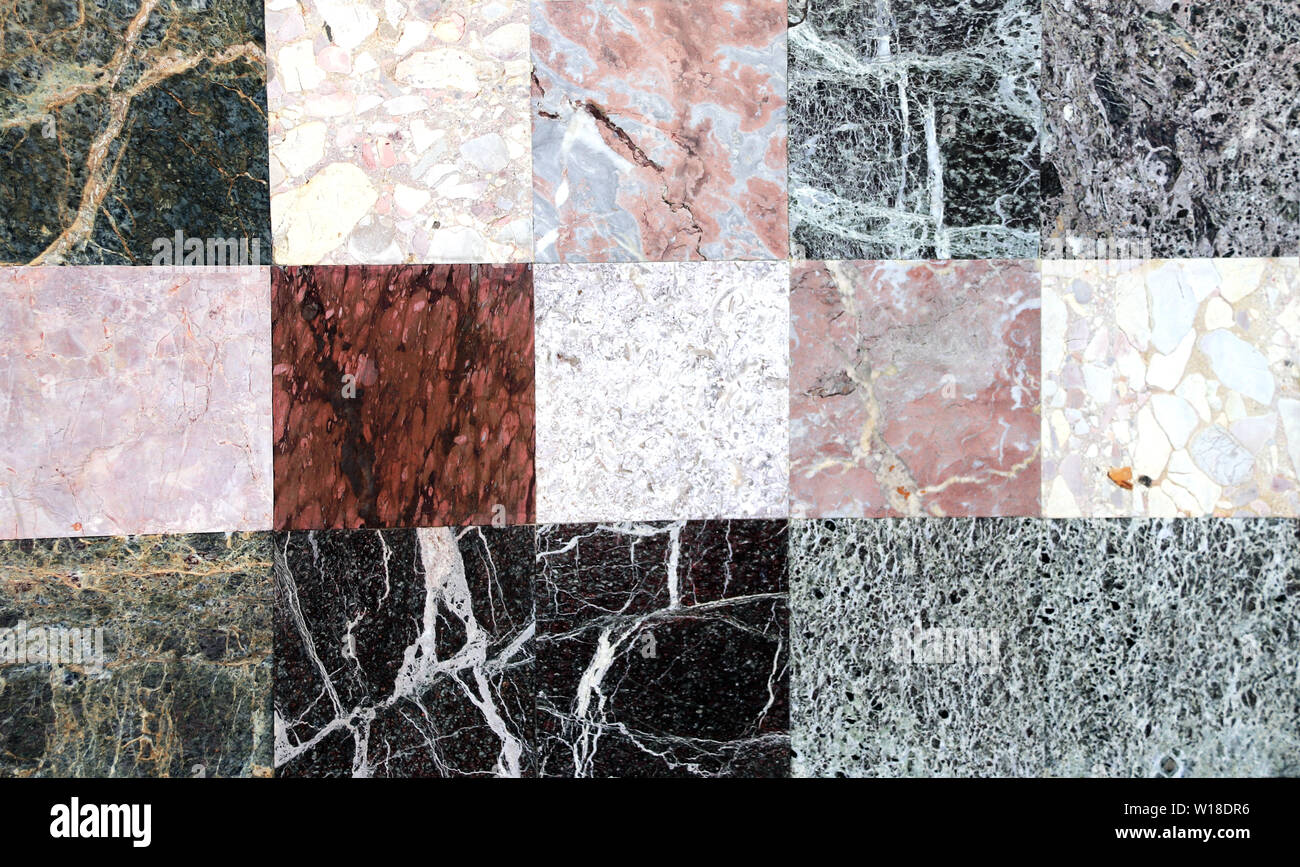Background with marble blocks with textures of different colors Stock ...