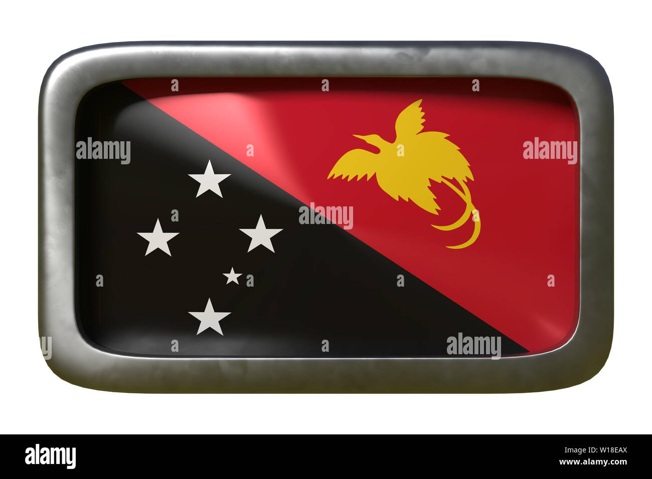 3d rendering of a Papua New Guinea flag on a rusty sign isolated on ...