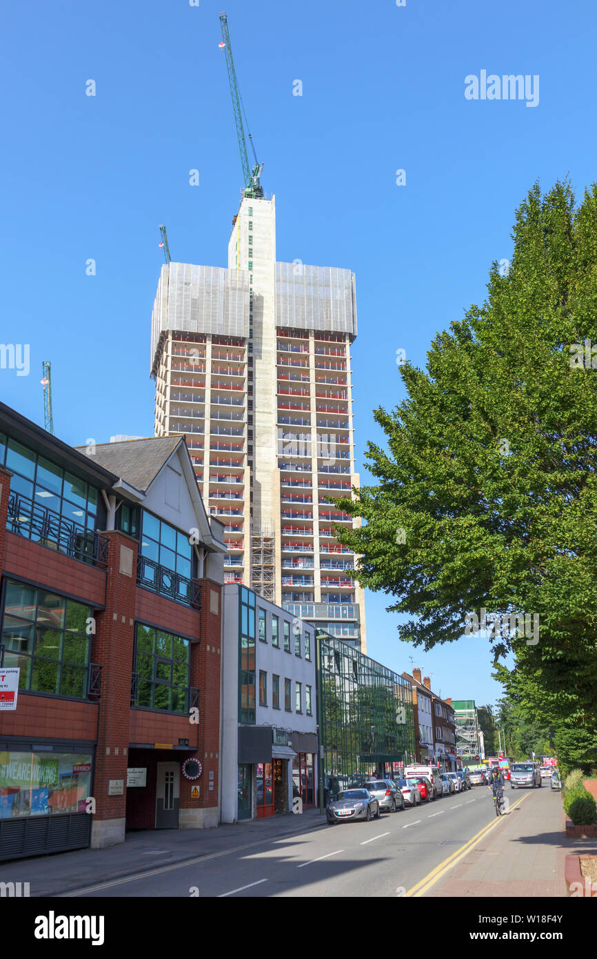 View from Goldsworth Road of the uncompleted core of the new mixed use ...