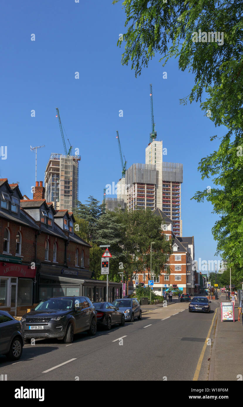 View from Goldsworth Road of the uncompleted core of the new mixed use ...