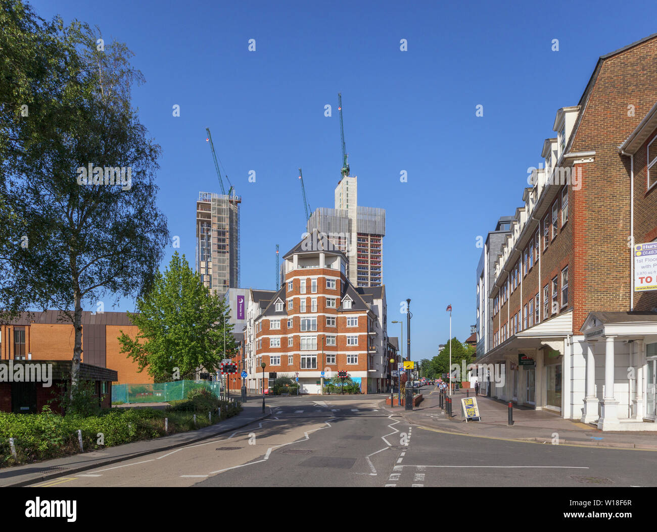 View from Goldsworth Road of the uncompleted core of the new mixed use ...