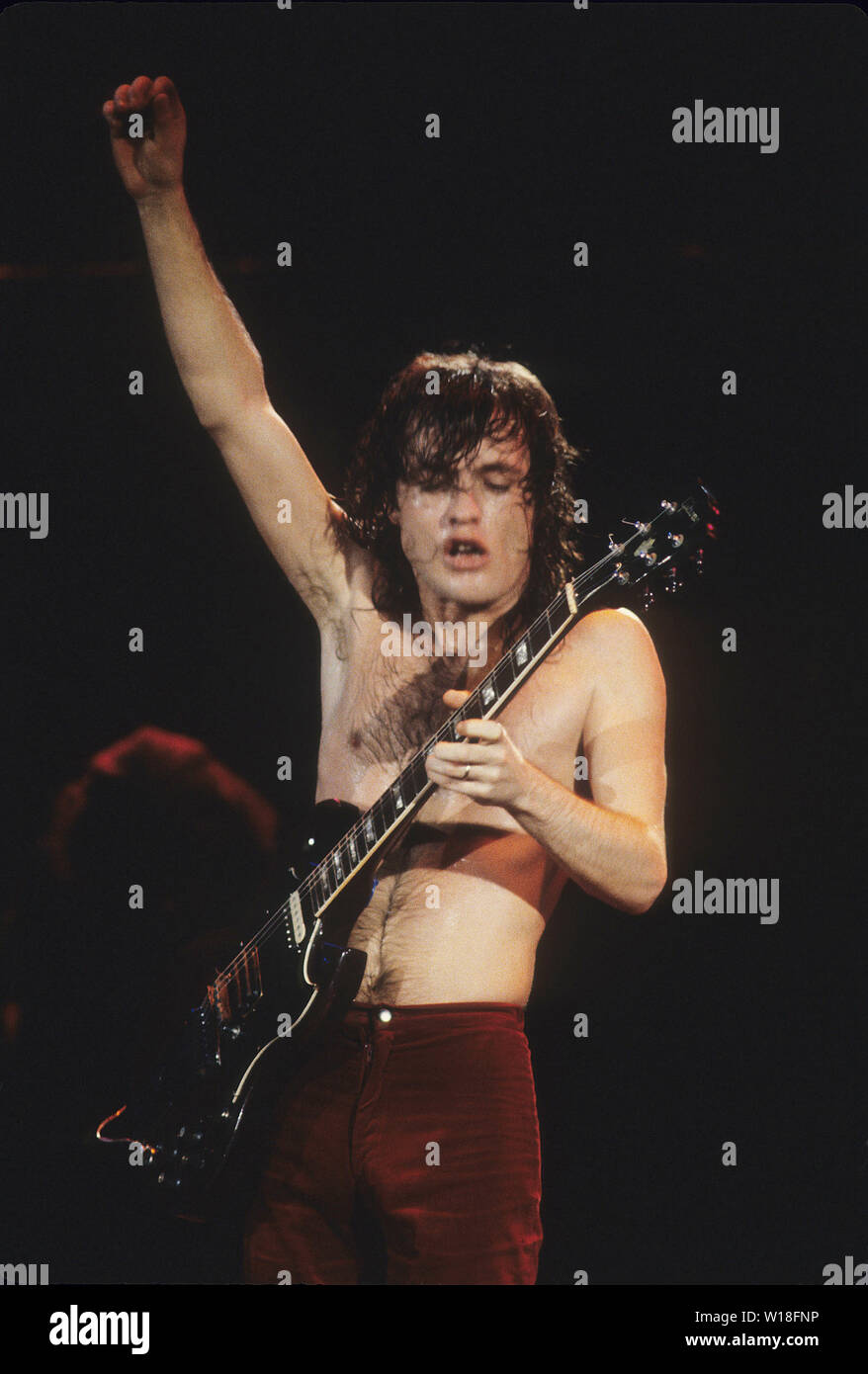AC/DC US rock group with Angus Young about 1983. Photo: Jeffrey Mayer ...