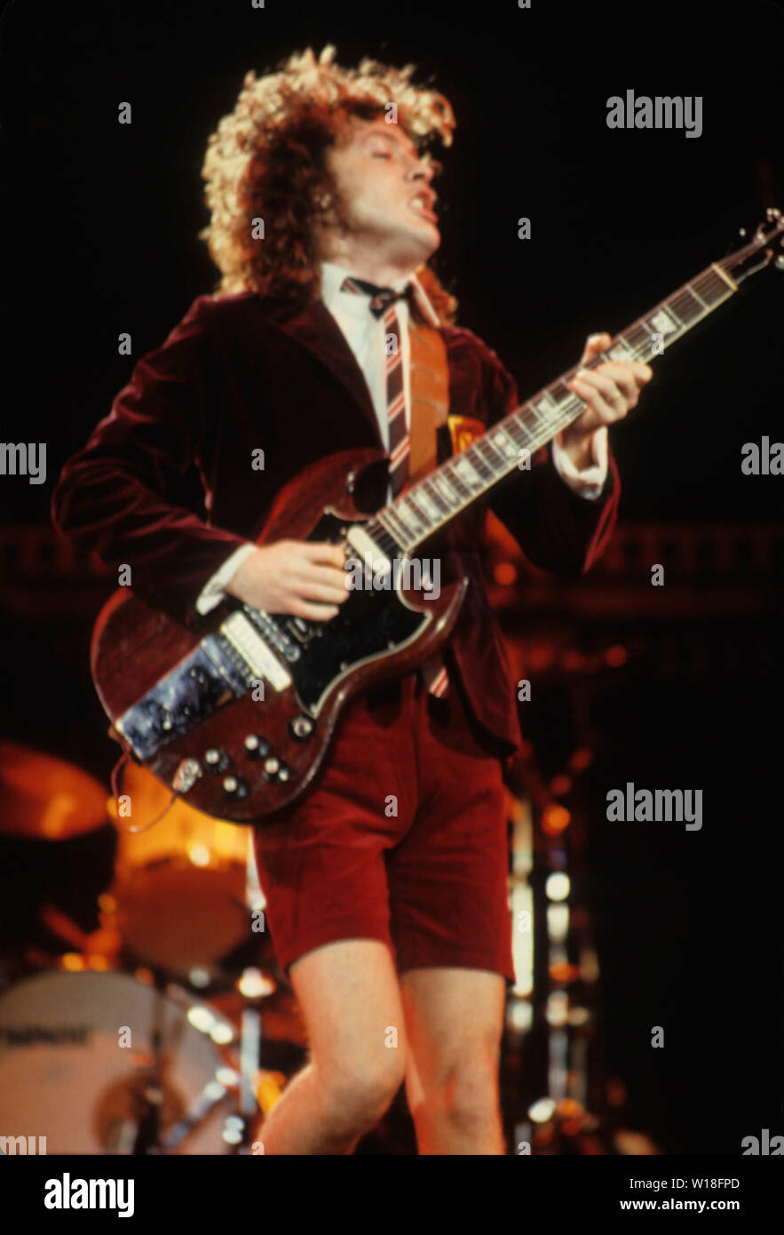 AC/DC US rock group with Angus Young about 1983. Photo: Jeffrey Mayer ...