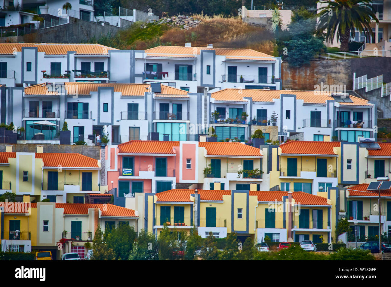 Colourful architecture in the greater Funchal district of Madeira ...