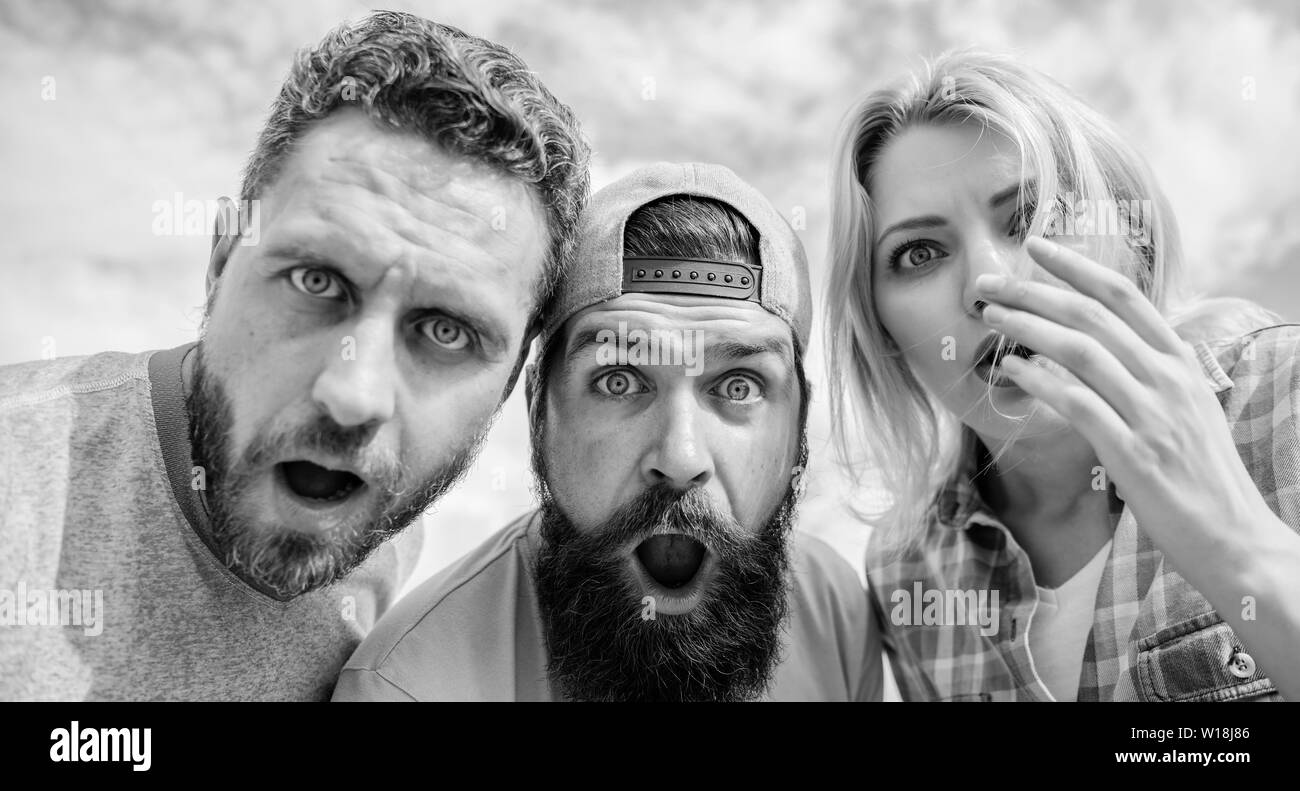 Friends shocked faces looking at you. That is impossible. Shocking news ...