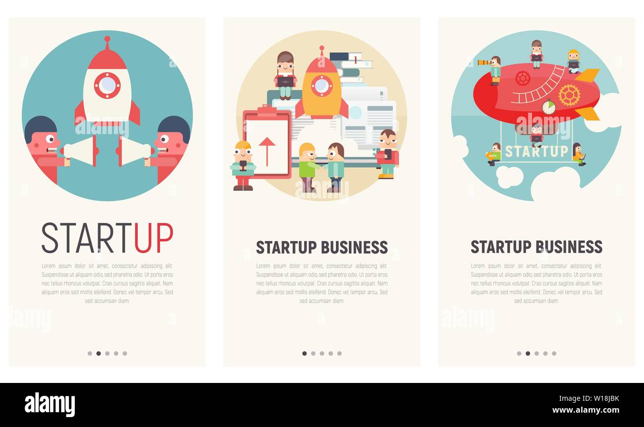 Mobile App Page Onboard Screen Set. Screens Template. Concept Startup ...