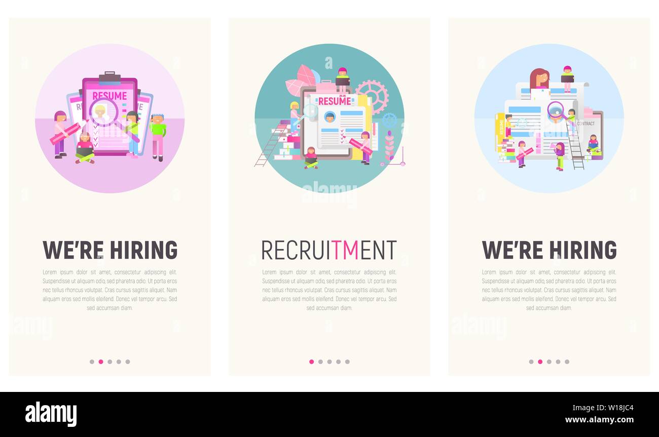 Mobile App Page Onboard Screen Set. Screens Template for HR Recruitment ...