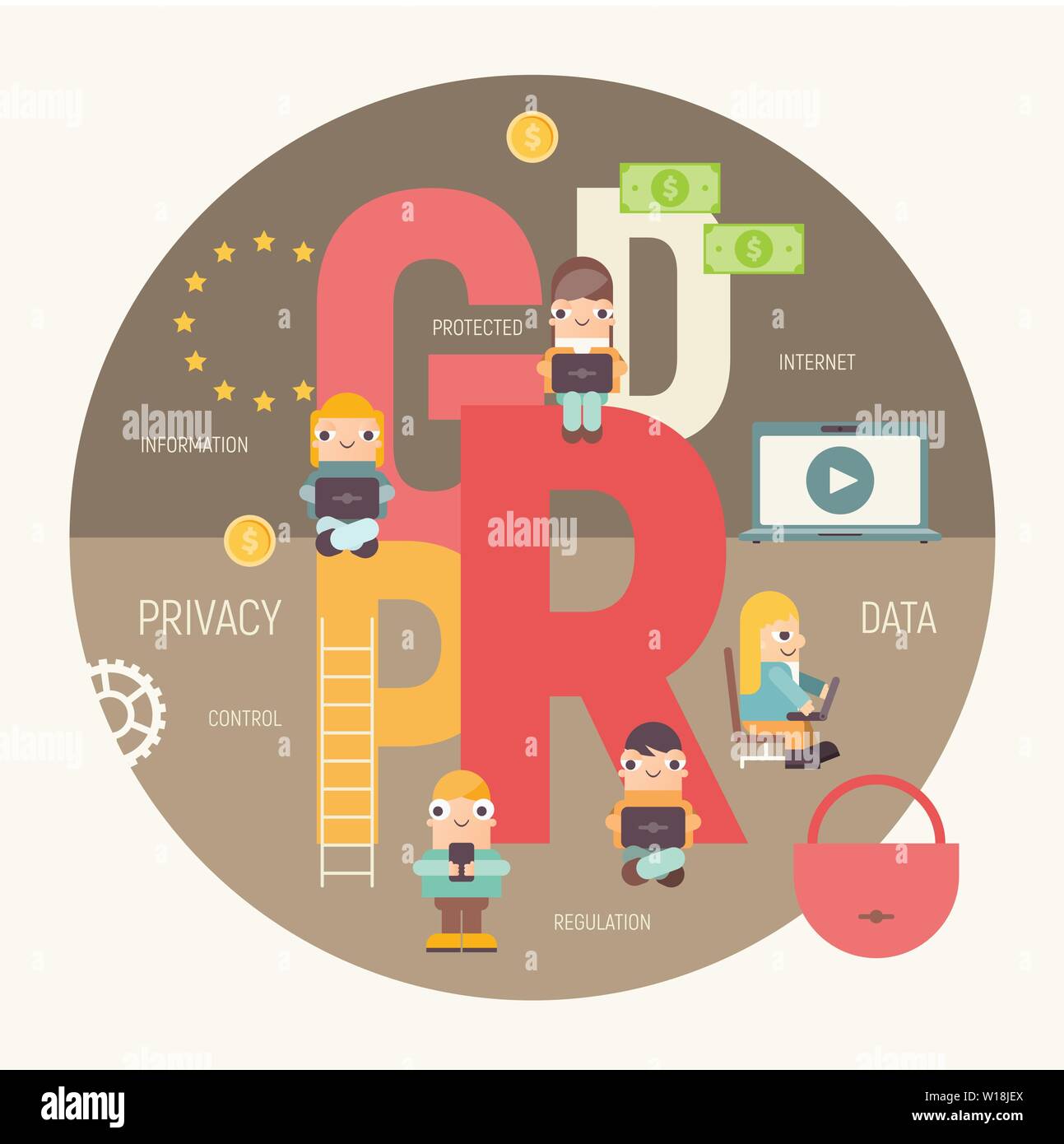 Flat Design Concept of GDPR - General Data Protection Regulation ...