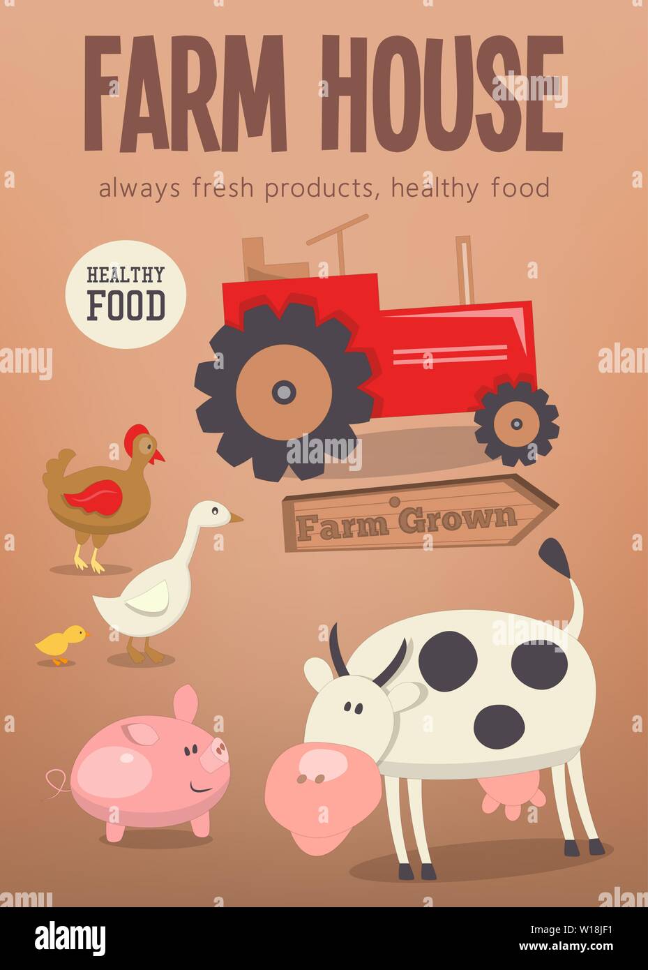 Farm House Poster. Farmers Market. Farm Animals set, Livestock and ...