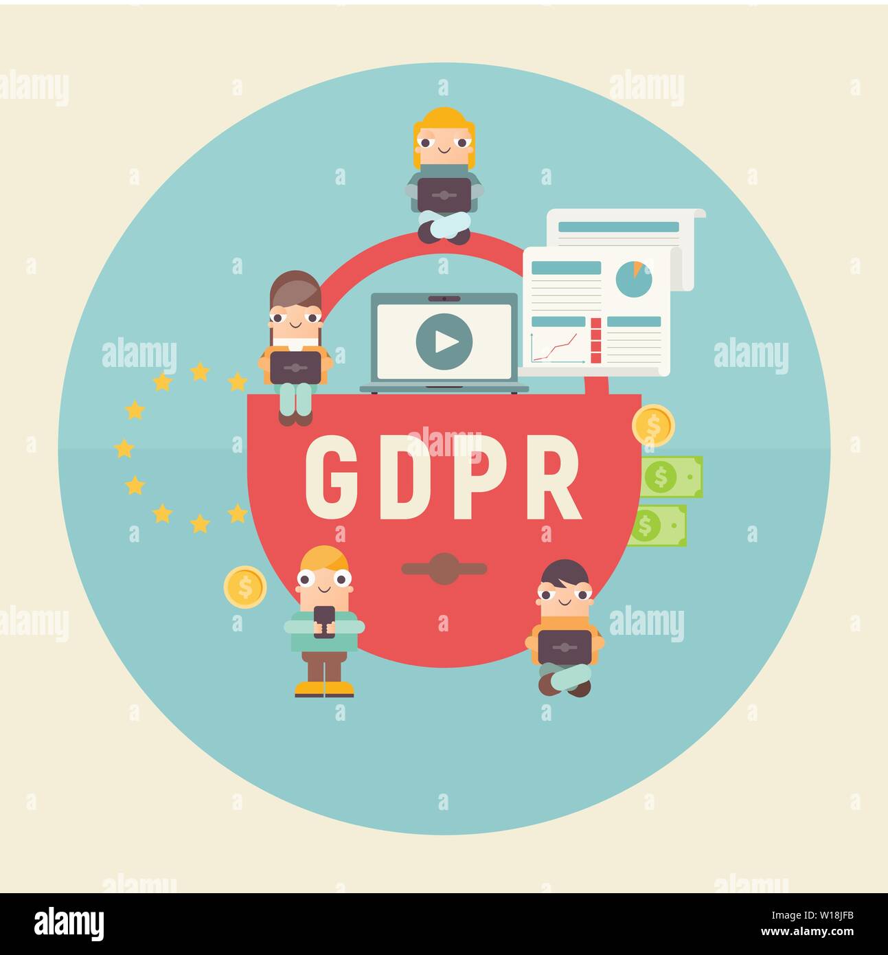 Flat Design Concept of GDPR - General Data Protection Regulation ...