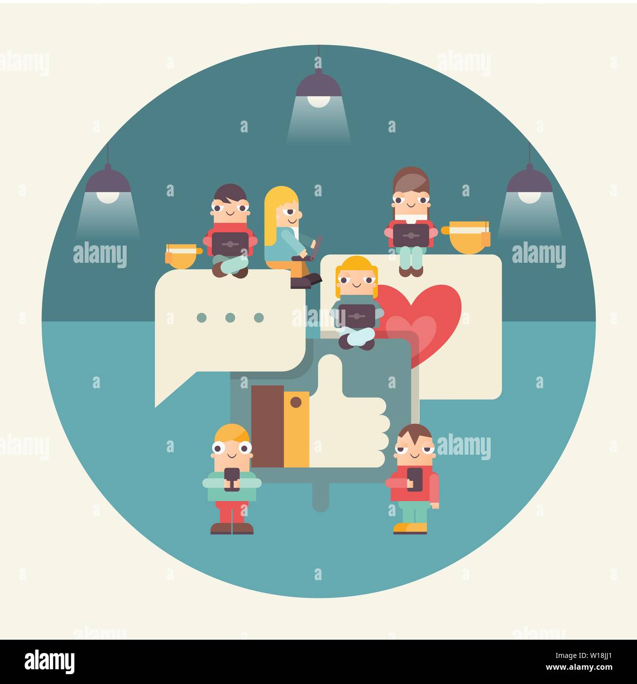 Flat Concept of Social Media with Characters - Cartoon People Using ...