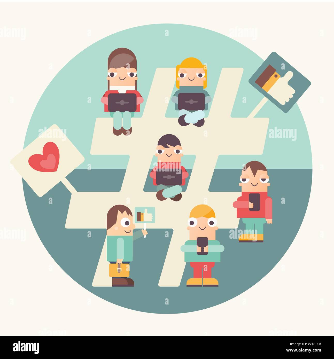 Hashtag Concept - Funny People Using Laptop and Smartphone for Sending ...