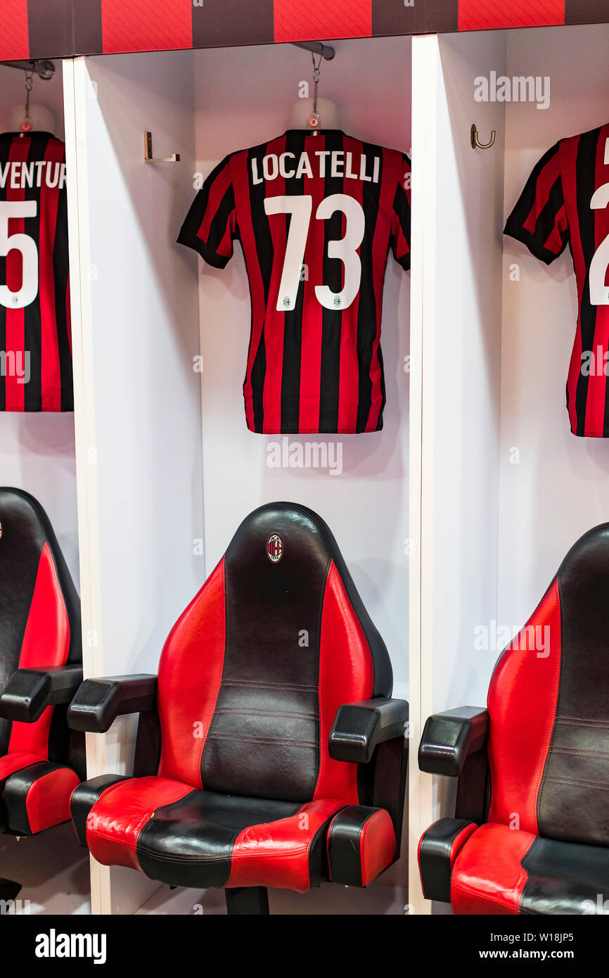 7 JUNE 2018, MILAN, ITALY: Elements of the interior stadium football ...