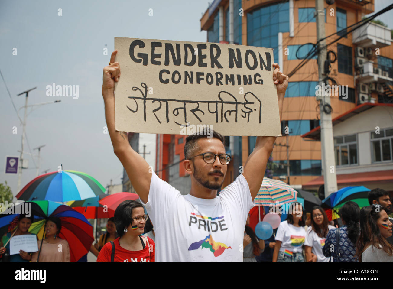 Kathmandu, Nepal, June 29, 2019. Members of the LGBTIQ community take ...