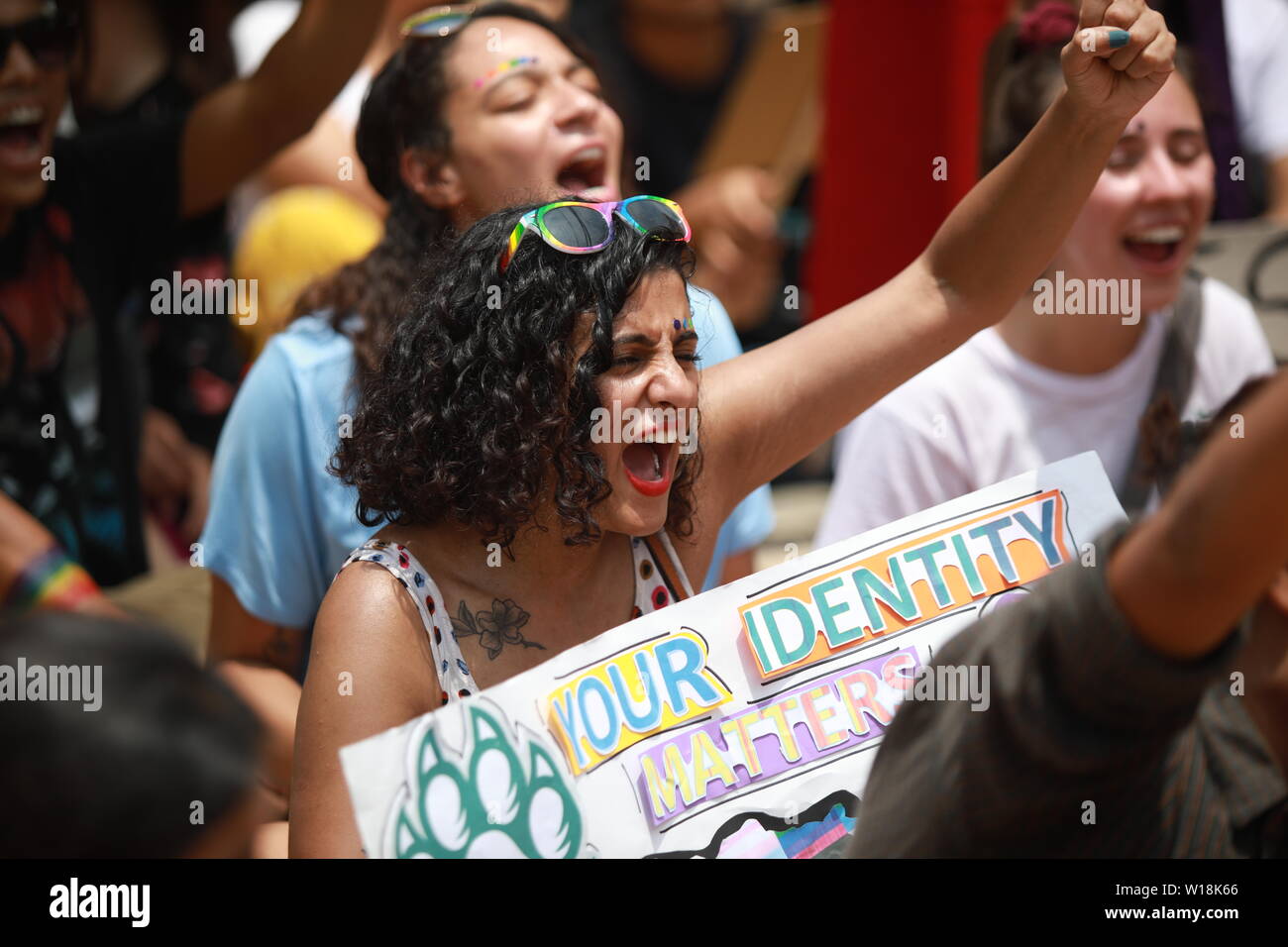 Kathmandu, Nepal, June 29, 2019. Members of the LGBTIQ community take ...