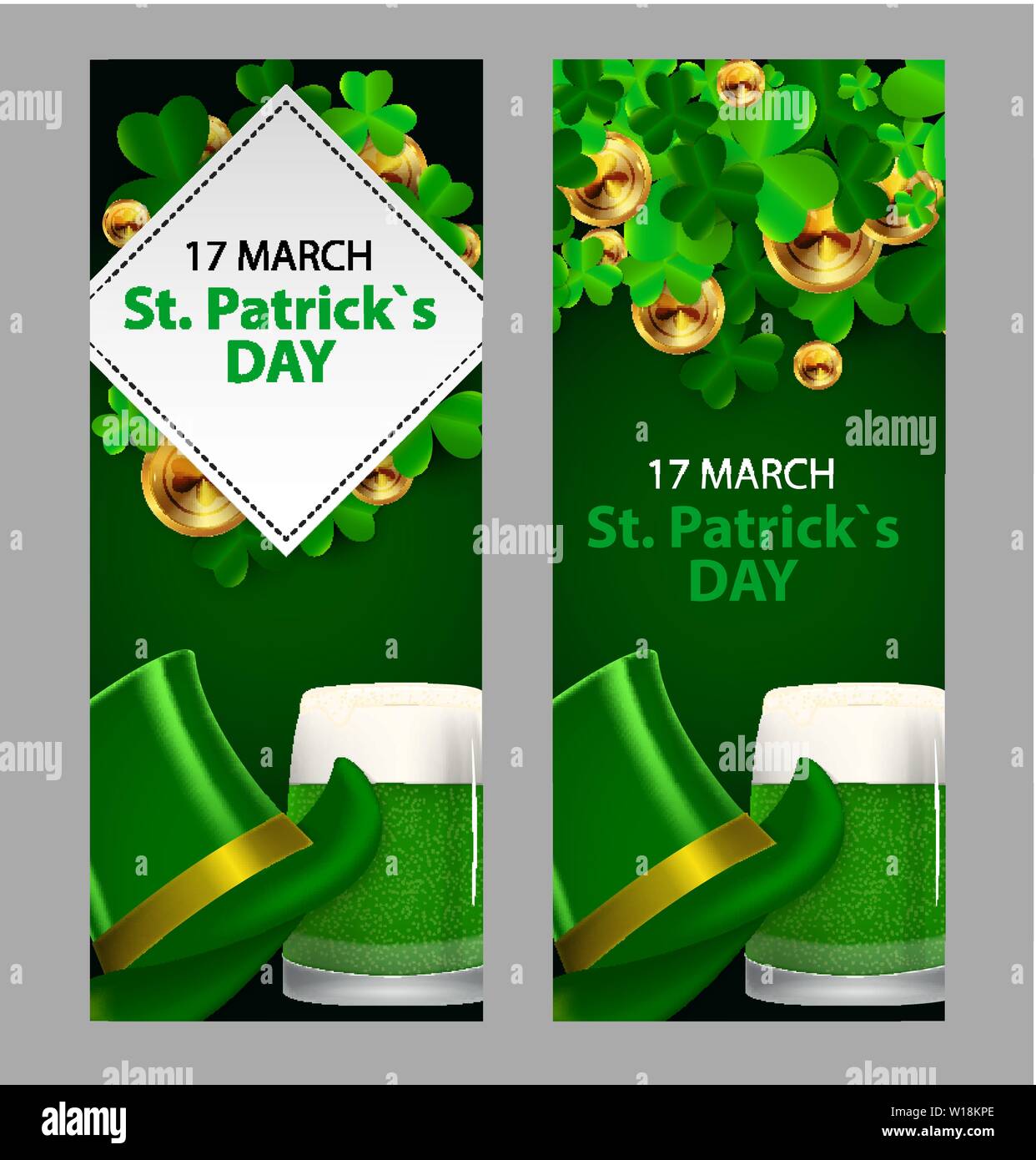 Happy Saint Patricks Day, 17 March Background with Clover Leaves ...