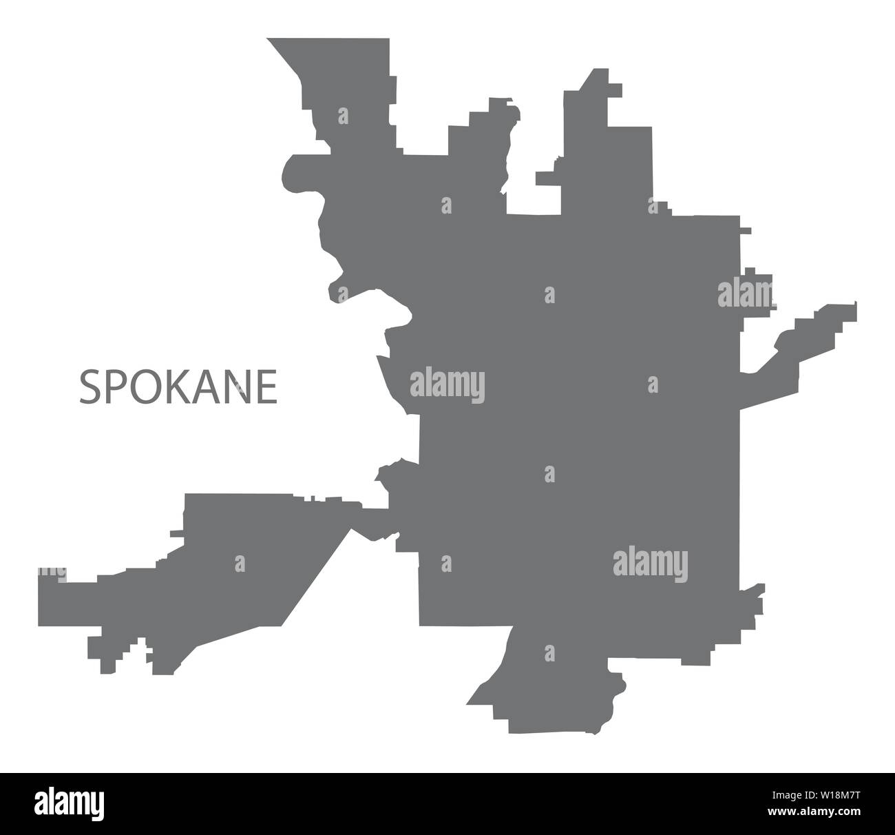 Spokane Washington city map grey illustration silhouette shape Stock ...