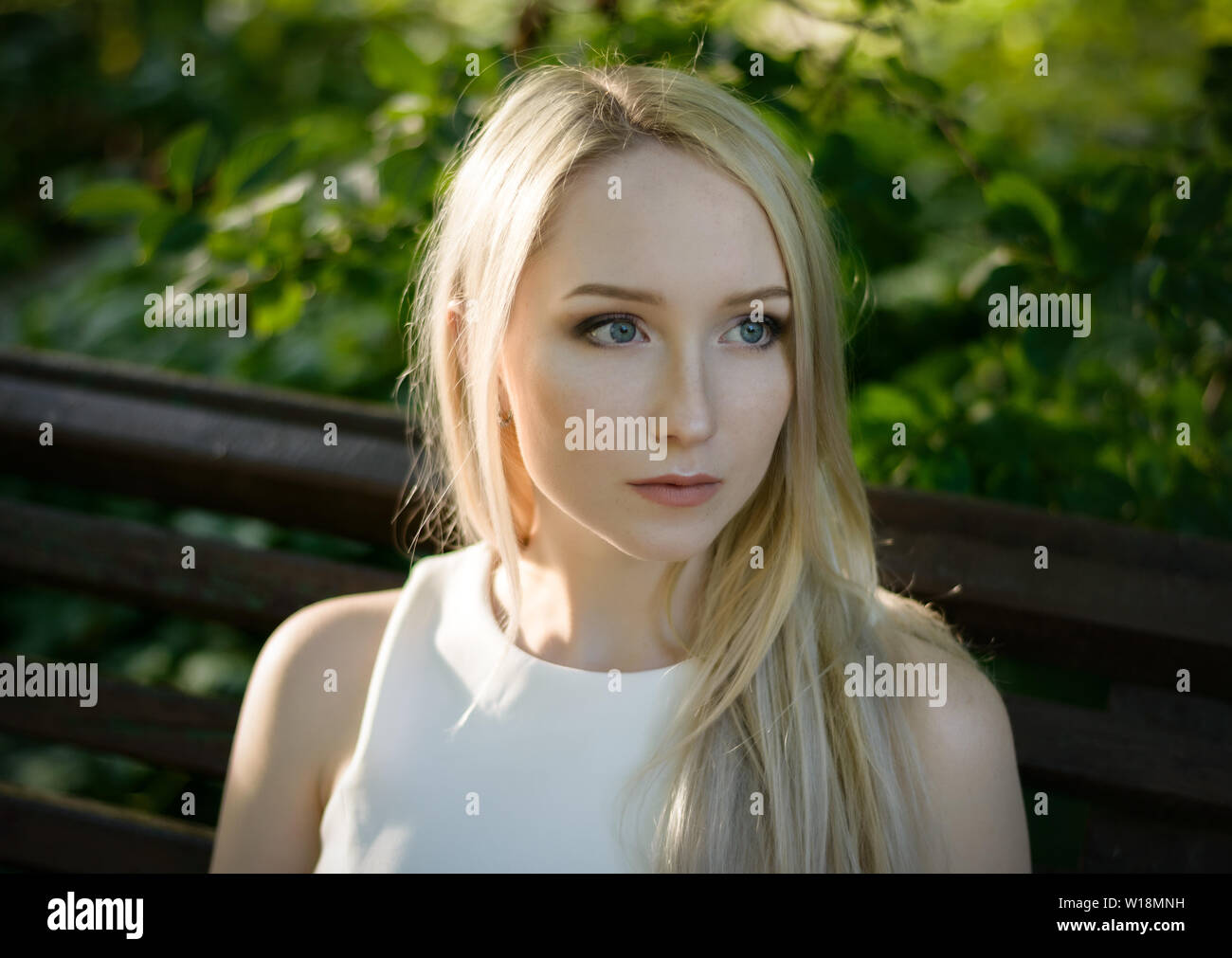 Outdoor portrait of beautiful young woman. Natural light Stock Photo ...