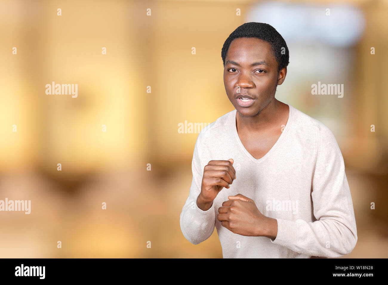 Young teenage black African American boy singer performing Stock Photo ...
