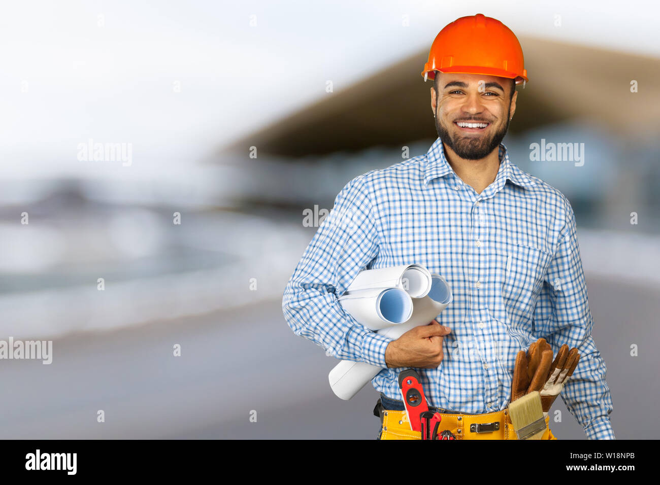 handsome happy workman Stock Photo - Alamy