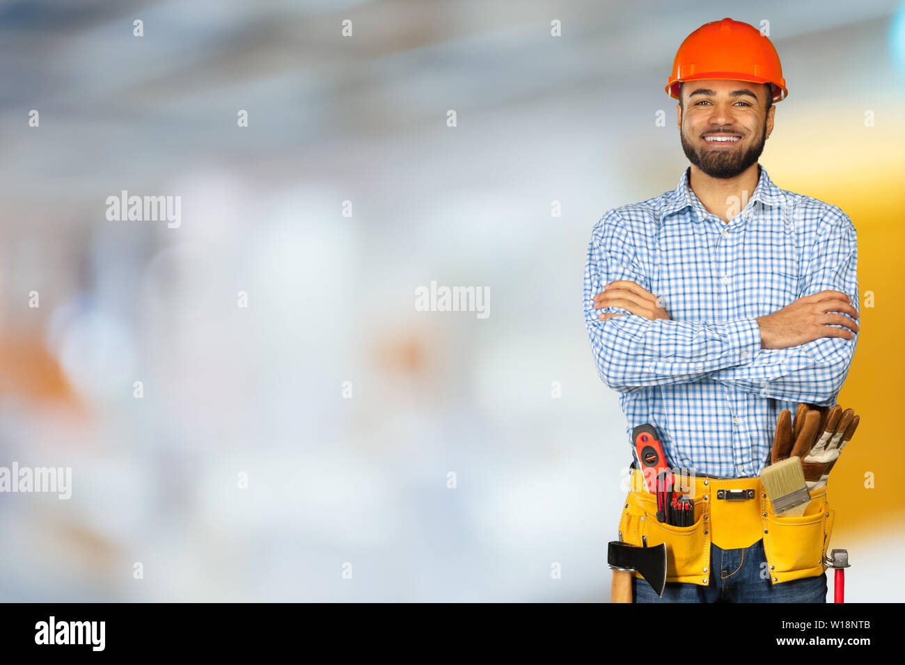 handsome happy workman Stock Photo - Alamy