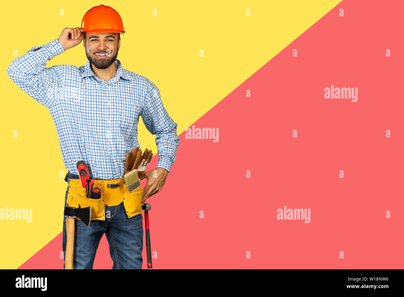 handsome happy workman Stock Photo - Alamy