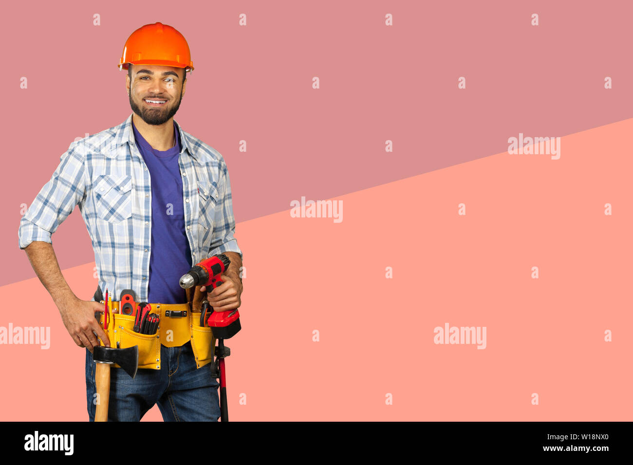 handsome happy workman Stock Photo - Alamy
