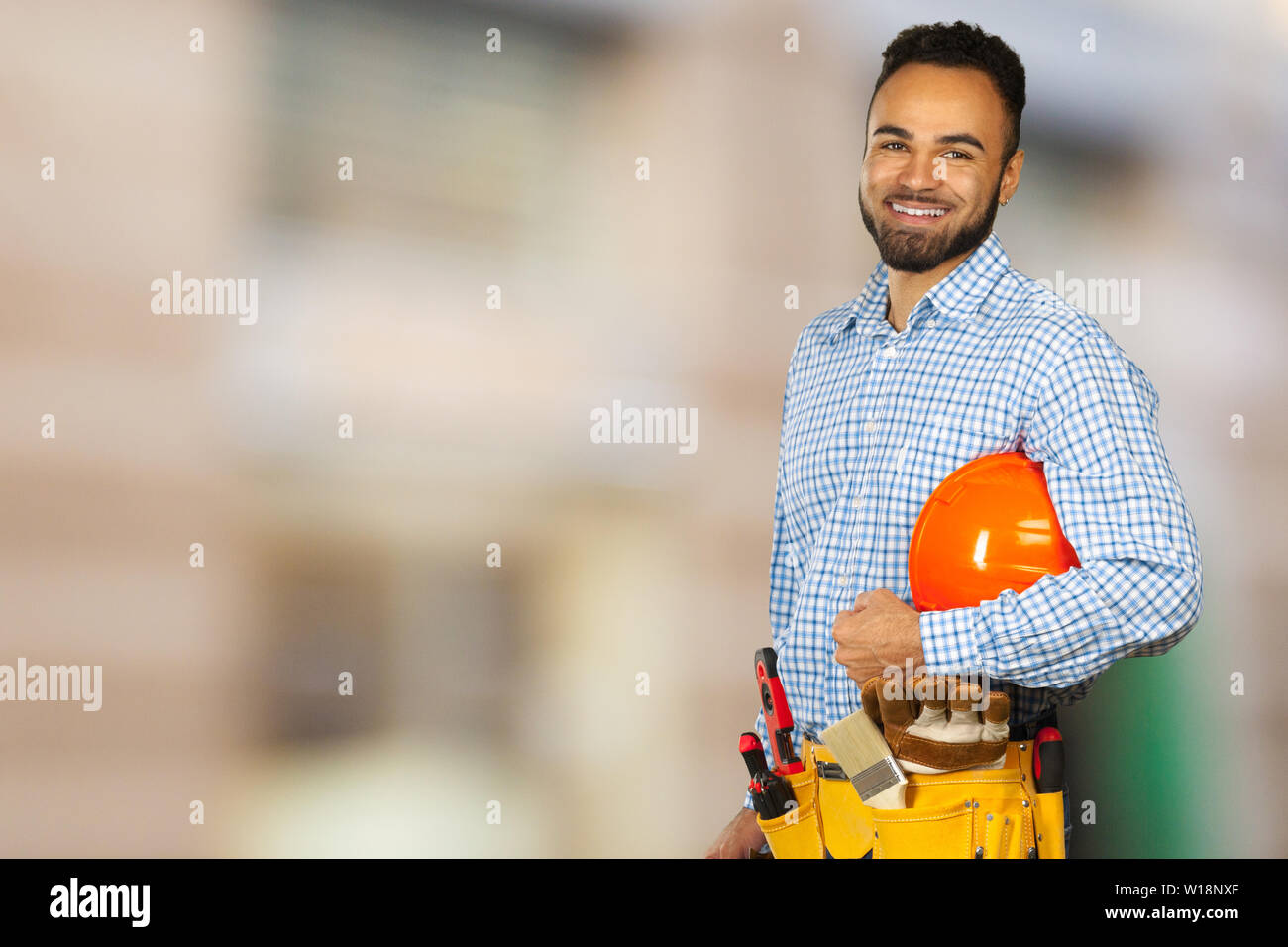 handsome happy workman Stock Photo - Alamy