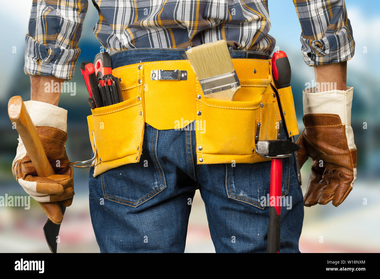 handsome happy workman Stock Photo - Alamy